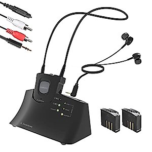 Avantree Wireless Headphones for TV Watching, Enhanced TV Dialogue Clarity for Senior, Supports Any 3.5mm AUX Headphones, Left-Right Balance Adjustment, Ambient Awareness Mode - HT380