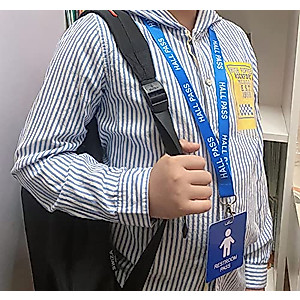 Hall Pass Lanyards with Card Passes,Unbreakable School Classroom Passes Set for Teacher Parents (Hall Bathroom Library Office & Nurse), 10 Pcs (Boys' Restroom Pass)