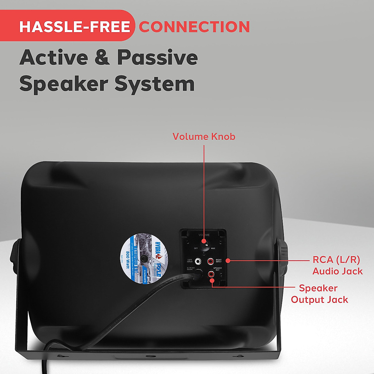 Pyle Outdoor Waterproof Wireless Bluetooth Speaker - 6.5 Inch Pair 2-Way Weatherproof Wall/Ceiling Mounted Dual Speakers w/Heavy Duty Grill, Universal Mount, Patio, Indoor Use PDWR64BTB (Black)