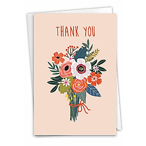 NobleWorks - Thank You Greeting Card with 5 x 7 Inch Envelope (1 Card) Bouquets of Thanks C2814ITYG