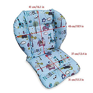 Kocpudu High Chair Cushion, Baby High Chair Cushion, Pad for High Chair, Soft and Comfortable, Lightweight and Breathable,Making The Baby More Comfortable (Jungle Animal Pattern on Blue Background)