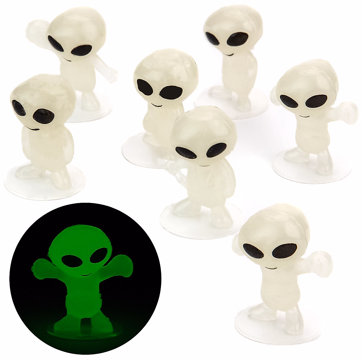 Glow in The Dark Alien Figurines for Kids - 100 Pcs Small Halloween Toys for Halloween Party Favors - 1" Bulk Toys Goodie Bag Pinata Stuffers - Bulk Gifts for Kids - Vending Machine Toy - Easter Toys