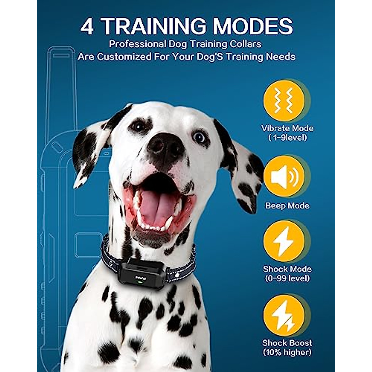 Dog Shock Collar with Remote - 2600FT Dog Training Collar with 3 Training Modes, Beep, Vibration, Shock, IPX7 Waterproof Rechargeable Electric Collar for Medium Large Dogs