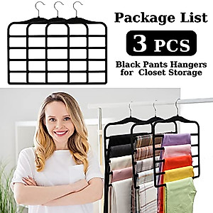 Closet Organizers and Storage,3 Pack Velvet Pants-Hangers-Space-Saving,Non Silp 5 Tier Scarf Jeans Closet Organizer,Dorm Room Essentials for College Students Girls Boys Guys,Organization and Storage
