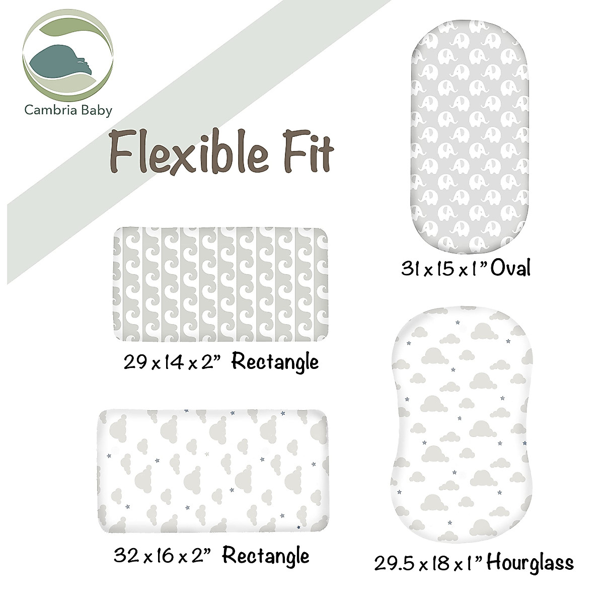 100% Organic Cotton Fitted Bassinet Sheets Fits Halo, Snoo, Graco, Dream on Me, Delta, and All Other Standard Size Bassinets. 3 Pk Adapts to Oval, Hourglass & Rectangle Shaped Bassinet Pads.