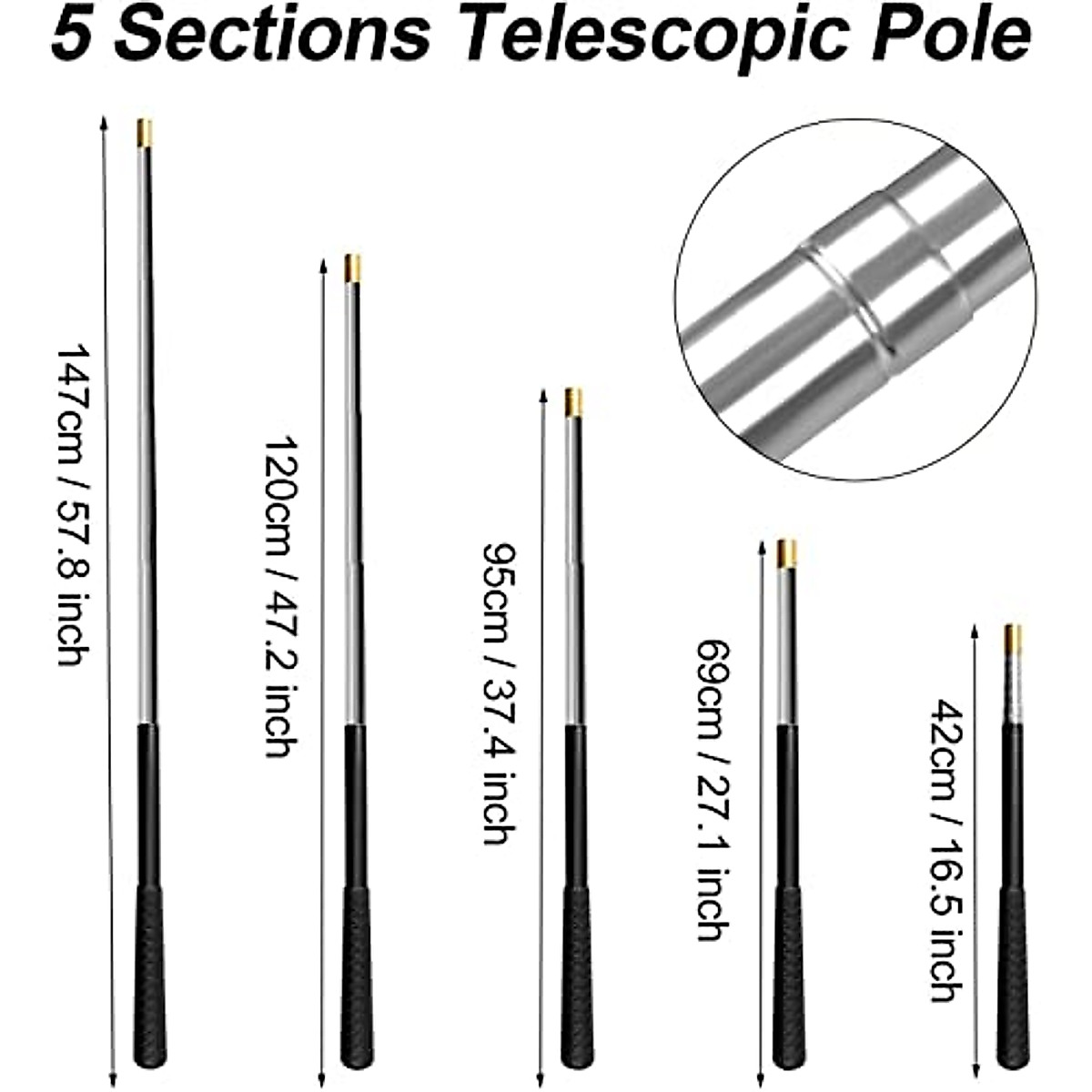 Mingjieus Pool Skimmer Net with Stainless Steel Telescopic Pole,58" Extendable Leaf Skimmer Pool Rake Pool Nets for Cleaning Above Ground Inground Swimming Pool, Pond,Spas,Hot Tub