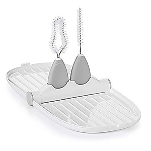 OXO Tot Breast Pump Parts Compact Drying Rack with Detail Brushes, Gray, 2 Piece Set