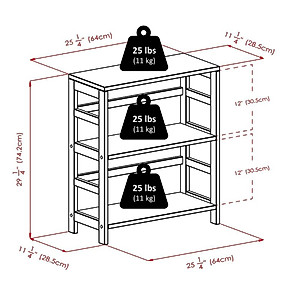Winsome Wood Capri Wood 2 Section Storage Shelf with 4 Black Fabric Foldable Baskets