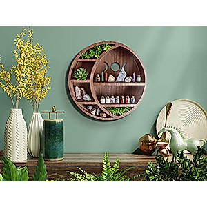 MAROQUE Crescent Moon Shelf for Crystals - Crystal Wall Decor, Crystal Shelf Display, Moon Shelves, Boho Shelves Essential Oil Shelf, Wooden Moon Shelf, Crystal Display Shelf, Moon Decor, Wiccan Decor