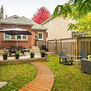 TONAHUTU 6FT Wooden Garden Pathway, Roll Out Wooden Curved Pathway Weather-Resistant Walkway for Outdoor Patios 17" W Roll Out Hardwood Walkway with Non-Slip Surface Wedding Party Pathways (Curved)