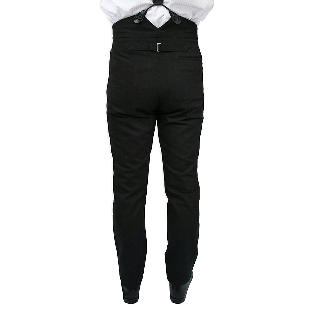 Historical Emporium Men's High Waist 100% Brushed Cotton Trousers 36 Black