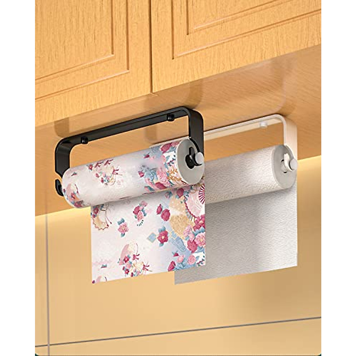 Shinhadi Paper Towel Holder Under Cabinet for Kitchen,Wall Mount Paper Towel Holder Paper Roll Holder,Self Adhesive or Screw Mounting Paper Towel Holder Wall Mount for Kitchen, Pantry (Silver)