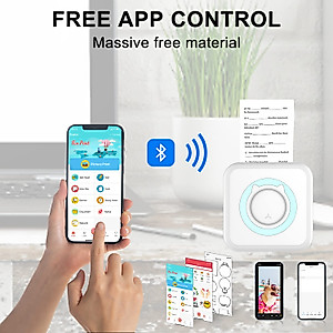 Carpower Mini Printer Portable, Pocket Thermal Printer with 7 Rolls Paper, Bluetooth Wireless Instant Printer for Picture Receipt Label Note Inkless Printing