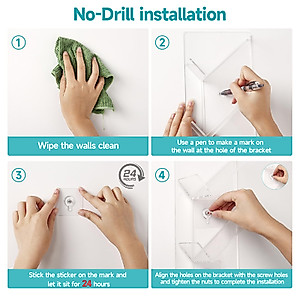 Fippkargo Shower Caddy 2 Pack, Acrylic Shower Shelves for Bathroom Organizer,Shower Wall Organizer with Water Guide,No Drilling Shampoo Holder Rack Wall Mounted,Shower Shelf for Inside Shower