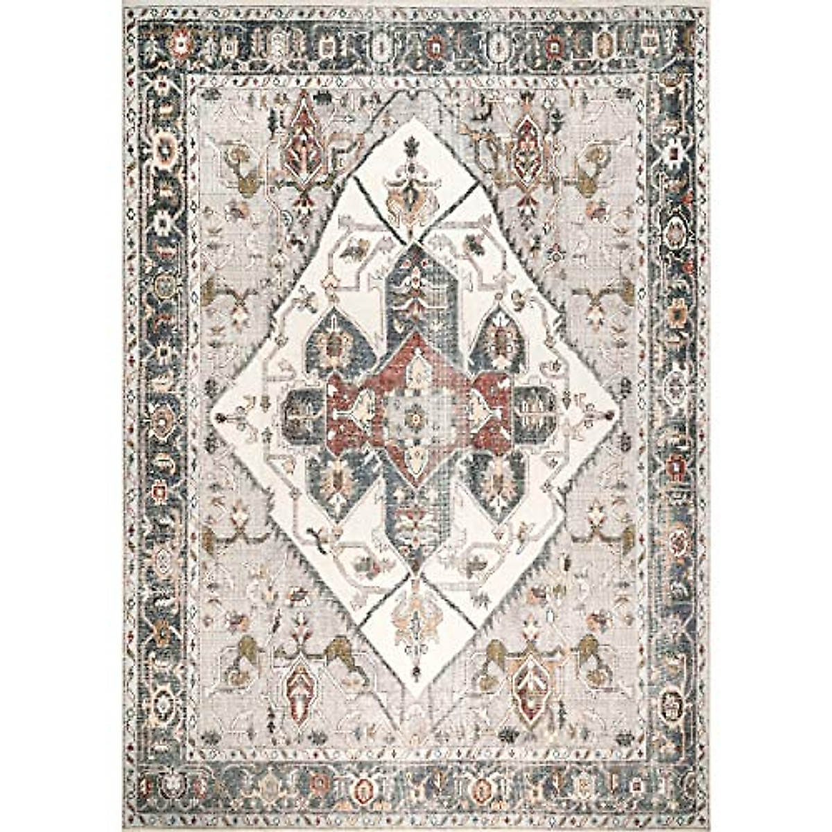 nuLOOM Mali Machine Washable Traditional Medallion Accent Rug, 2' x 3', Ivory