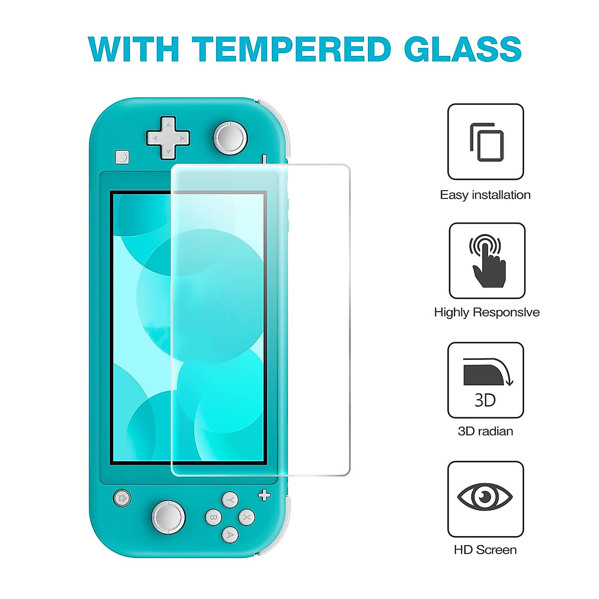 ProCase Carrying Case for Switch Lite with Screen Protector, Portable Travel Carry Case Hard Shell 2 in 1 Accessories Kit for Switch Lite 2019 with 10 Game Cartridges -Black