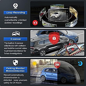 Dash Cam Front and Rear, 2K+720P Dual Dash Camera for Cars with 3'' IPS Screen, Car Camera with Night Vision, Built-in WiFi, Metal Body, G-Sensor, 24H Parking Monitor, Loop Recording, Free 64GB Card