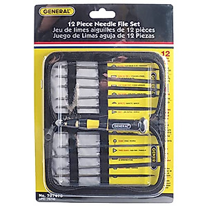 General Tools 707475 Swiss Pattern Needle File Set, 12-Piece, Black, Set of 12 and Handle