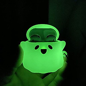 Compatible with AirPods Case Cover, Luminous Ghost Case Designed for Airpods 2nd & 1st, Soft Silicone Cute Funny 3D Cartoon Case Compatible with AirPods 2/1 for Women Men Kids Teens Girls Boys