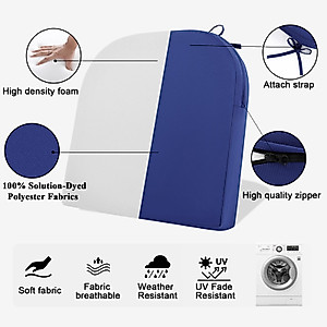 Topotdor Outdoor Chair Cushions for Patio Furniture, Waterproof Patio Chair Cushions Set of 2, Indoor/Outdoor Round Corner Chair Seat Cushion with Ties, 17"x16"x2", Blue