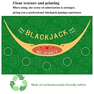 Alabohuke 47x23.6 Inch Poker Mat, Blackjack Table Non-Slip Rubber Poker Table Top Game Mat, Blackjack Professional Casino Table Layout, Suitable for Parties, Home Entertainment, Game Night