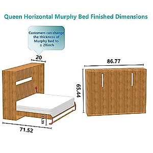 Tlongxia Queen-Horizontal Murphy Bed Hardware with Coarse Gas Bumper Spring Frame Concealed Murphy Bed Kit Mattress for Semi-Automatic Foldable Cabinet Closet Bed Room Study Murphy Bed Kit DIY