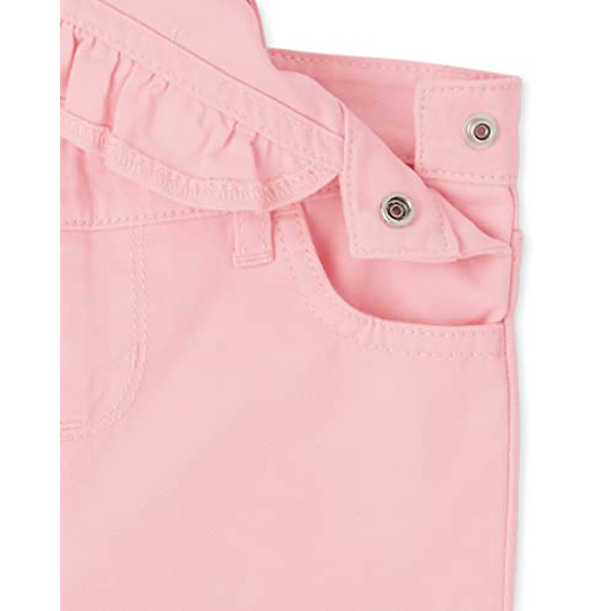 The Children's Place Baby Toddler Girls Ruffle Overalls 2-Piece Set, Simplywht, 5T