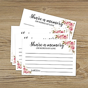 Giftideaworkshop 50 Floral Share A Memory Cards for Celebration of Life Birthday Anniversary Memorial Funeral Graduation Bridal Shower Game, Guest Book Ideas, and Alternatives.4x6 Inches