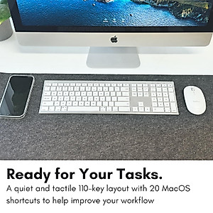 Macally Bluetooth Keyboard for Mac, Compatible Apple Keyboard Wireless with Numeric Keypad - Multi Device Keyboard for MacBook Pro/Air, iMac, Mac Mini