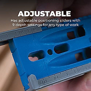 Kreg R3 Jr. Pocket-Hole Jig System - Portable Kreg Pocket-Hole Jig - Easy Clamping & Adjusting - Includes Positioning Sliders - For Materials 1/2" to 1 1/2" Thick