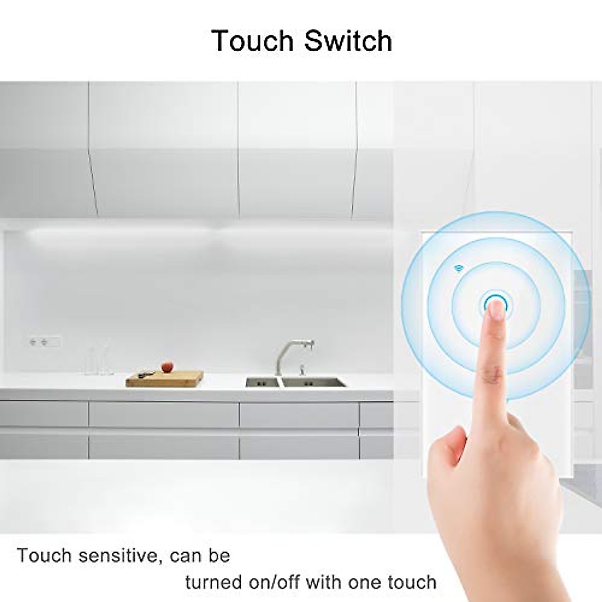 Smart Light Switch, WiFi Touch Wall Smart Switches Work with Smart Life/Tuya App and Compatible with Alexa & Google Assitant (2 Gang, White)