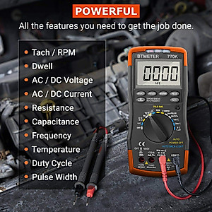 BTMETER BT-770K Auto Ranging Automotive Multimeter for Dwell Angle Pulse Width Tach Temperature Duty Cycle Voltage Current Resistance Test