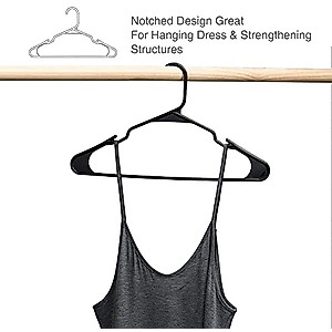 HOUSE DAY Black Plastic Hangers 60 Pack, Plastic Clothes Hangers Space Saving, Sturdy Clothing Notched Hangers, Heavy Duty Coat Hangers for Closet, Laundry Hangers for Adult Coat, Suit, Shirt, Dress