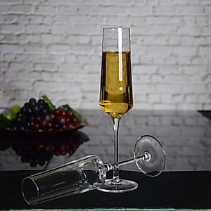 Crystal Champagne Flutes 7.6 oz Champagne Glasses Set of 2 with Long Stem Lead-Free Sparkling Wine Stemware Set Dishwasher Safe for Home Bar Unique Gift for Birthday, Wedding, Anniversary