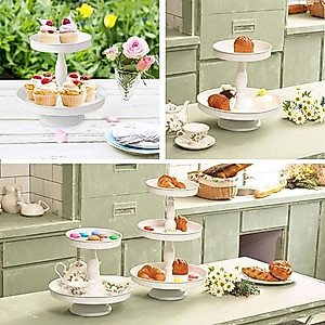 Donosura 2 Tier Tray, White Cupcake Stand Easter Tiered Tray Decor Stands Metal Round Tiered Serving Tray Dessert Dispaly Cupcake Tower for Birthday Wedding Graduation Cememory Party