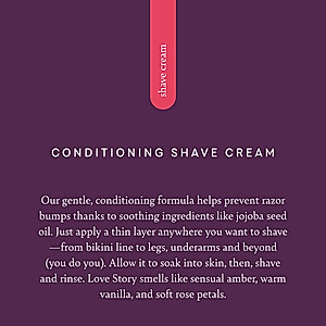 Pure Romance Coochy Cream, Conditioning Scented Shave Cream, Shaving Cream for Women to Experience their Smoothest Bikini Area, Legs, and Underarms, Love Story
