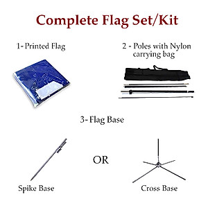 BannerBuzz Custom Shark Fin Flags with Hardware includes Aluminum Flag Pole & Ground Spike Base or Cross Base, Flutter Flag for Promotional Display Advertising, Indoor-Outdoor, Trade Shows (3.67 x 14.67 , Double Sided with Spike Base)