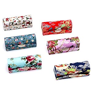 Outman PACK of 6 Floral Lipstick Case Holder with Mirror for Makeup Travel Cases Purse Lipstick Storage (Color 1)