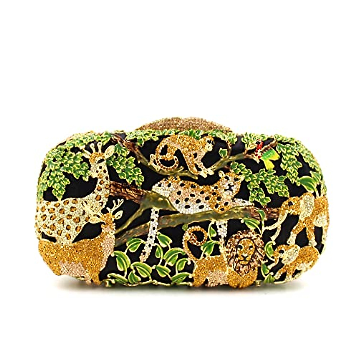 DEBIMY Ladies Rhinestone Clutch Purse Wedding Party Crystal Evening Bag Elegant Handbag for Women Black Green