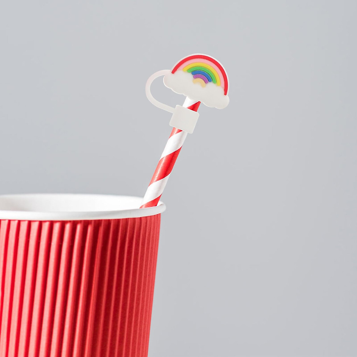 VALICLUD 2 Pcs Creative Cloud Shape Straw Plugs Dust- Proof Funny Straw Caps (Red White) Party Decor