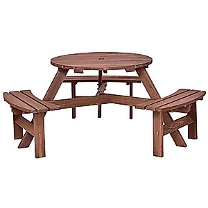 9rit_shop Entertain, Relax and Enjoy Dining with 6-Person Patio Wood Picnic Table Beer Bench Set