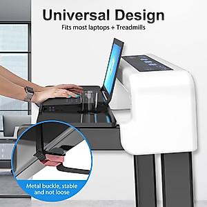 Beendou Universal Treadmill Desk Attachment, Ergonomic Platform Treadmill Laptop Desk Holder for Notebooks, Tablets, MacBook, Workstation for Treadmill Handlebars up to 31 inches with Cup Holder