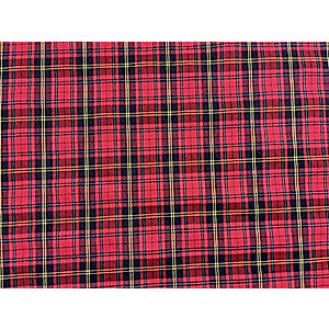 AMORNPHAN 60 Inch Plaid Scottish Traditional Pattern Tartan Motif Printed 100% Woven Cotton Fabric for Clothing Tablecloth Decorative Sewing Arts Crafts Upholstery and Home Accents for 1 Yard (Red)