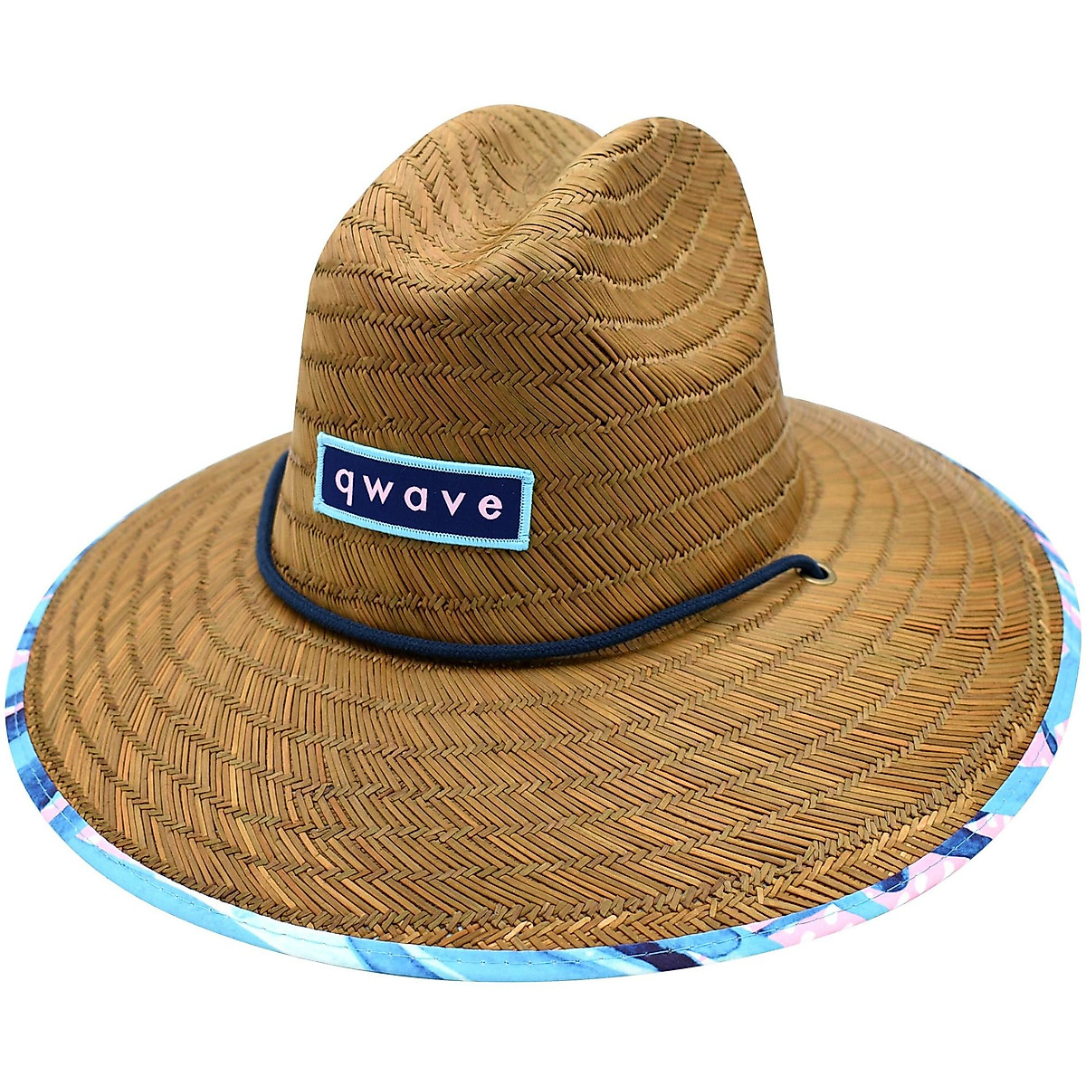 Qwave Mens Straw Hat - Fishing Print Designs, Sun Hats for Men Protects from Summer Sun - Lifeguard Hat, Dark Straw - Topography