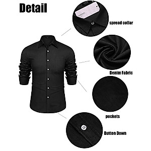 COOFANDY Men's Denim Button Up Shirt Business Casual Shirts Western Shirts for Men Cowboy