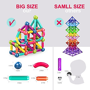 Ferthor Fun Magnetic Balls and Rods Set Building Blocks Magnets for Kids,Learning & Education Toys,Magnetic Sticks Blocks,Montessori Toys for Toddlers,Boys&Girls Gifts (64pcs)