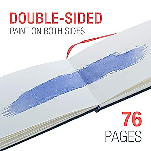 U.S. Art Supply 8.5" x 8.5" Watercolor Book, 2 Pack, 76 Sheets, 110 lb (230 GSM) - Linen-Bound Hardcover Artists Paper Pads - Acid-Free, Cold-Pressed, Brush Painting & Drawing Sketchbook Mixed Media