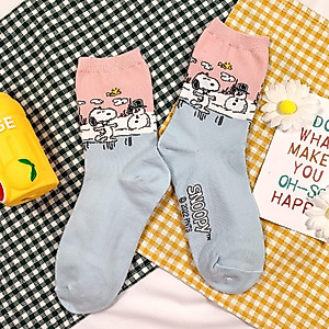 Yolo Studio The Peanuts Snoopy Women and teen girls Licensed Socks Collection Cartoon Character Series Original Crew Socks (Peanuts-6)