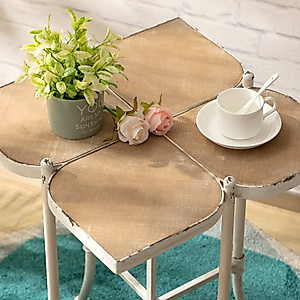 DOEWORKS Modern Four-Leaf Clover Shaped End Table, Vintage Living Room Coffee Table, Wood Sofa Side Table for Bedroom,Kitchen, Cafe