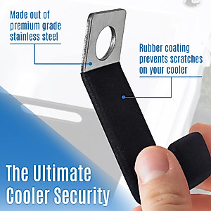 IMPRESA [2 Pack] Cooler Lock Bracket for Yeti and for RTIC Cooler Tie Down Kit - Locks Brackets Secure Mid-to Large-Size - Rubber Coating on Bracket to Prevent Scratches